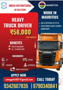 Heavy Truck Driver Jobs in Mauritius 2026 - Assignment Abroad Job